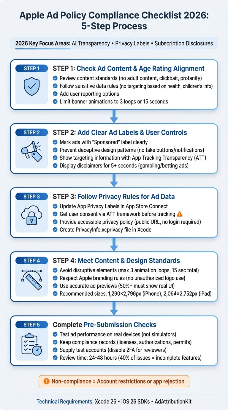 Apple Ad Policy Compliance: Checklist 2026 | daily.dev Ads