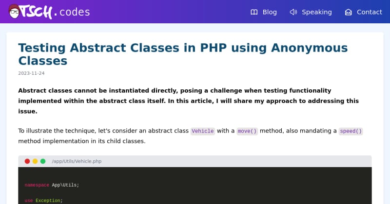 Testing Abstract Classes in PHP using Anonymous Classes
